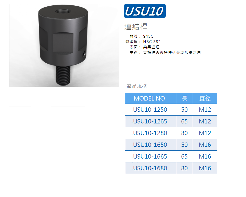 1-5-2-1 USU10連結桿 | 可調式連結桿類 | 4-5 定位．治具襯套．墊塊類．治具類．壓板類．輔助零件類．虎鉗類 | 4. 自動化 ...